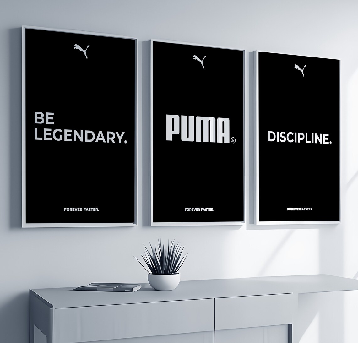 Puma Poster Motivational Quote BLACK DESIGN, Puma Poster, Set of 3 Puma ...
