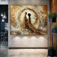 Minimalist Romantic Hug Couple Canvas Wall Art, Modern Abstract Love ...