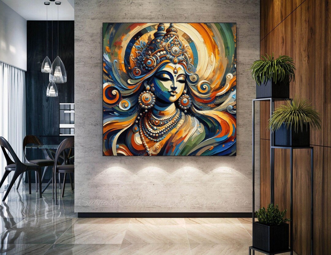 Vishnu, Large Wall Art Canvas, Indian God Vishnu Abstract Oil Art,ready ...