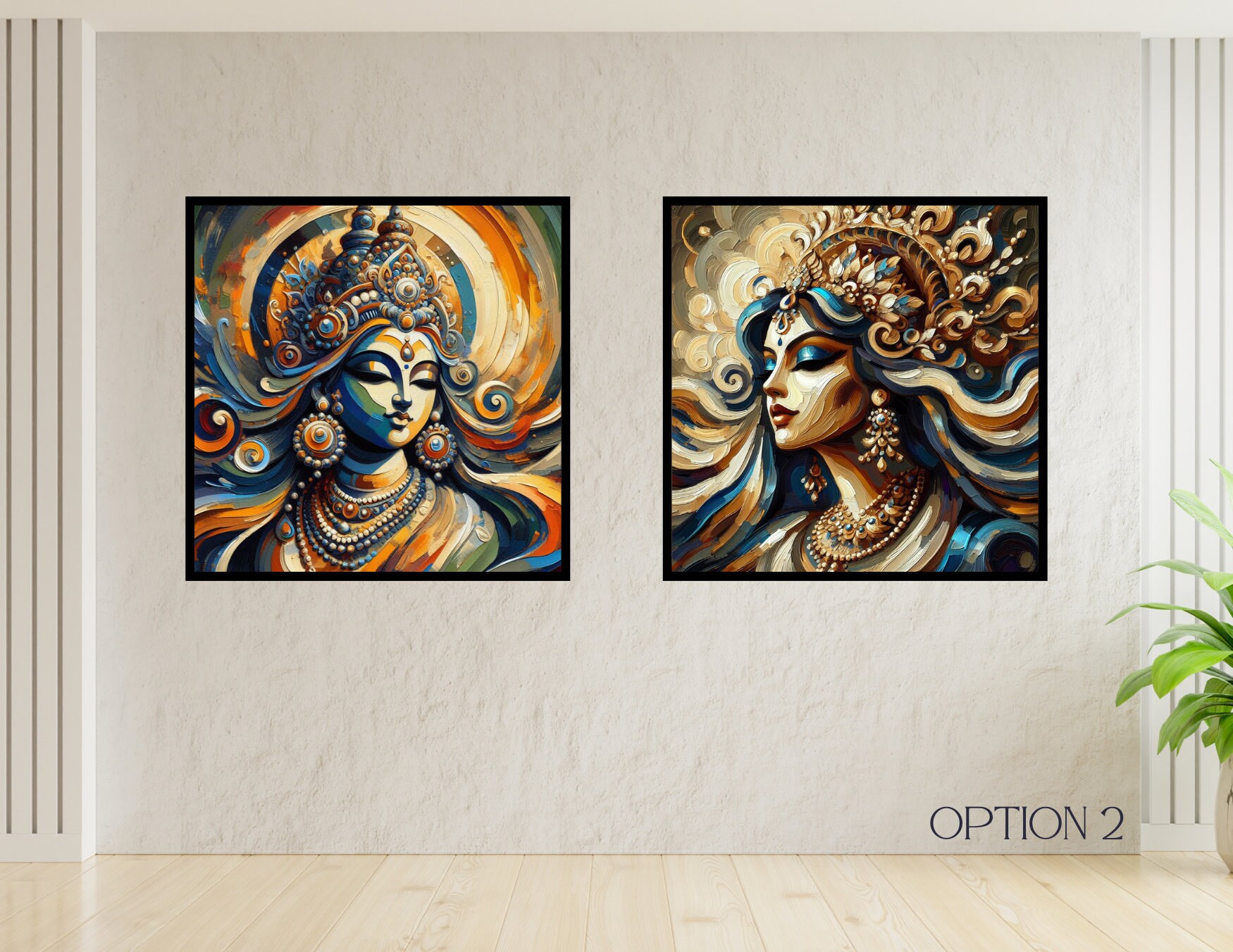 Indian Mandir Decor Painting Art Set, Desi Modern Spiritual Traditional ...