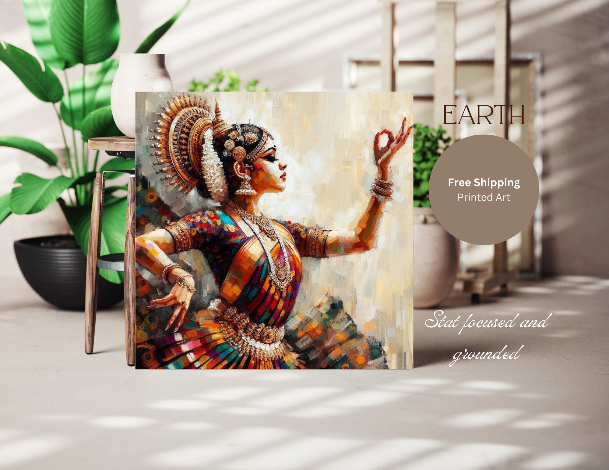 Colorful South Indian Dance Studio Painting Decor, Desi Wall Art ...