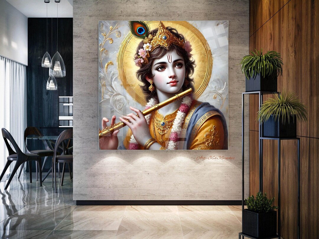 Krishna Painting, Sober Colors Foyer Entryway Living Room Wall Art ...