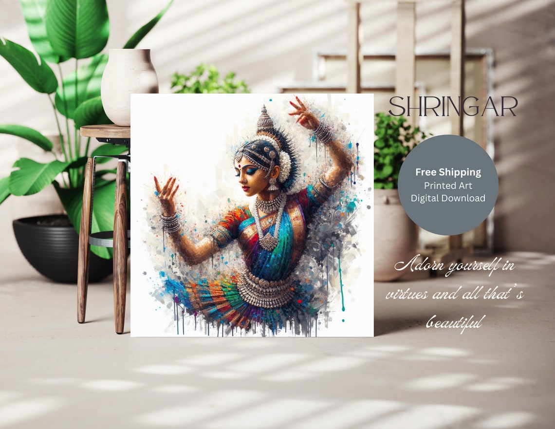 Colorful South Indian Dance Studio Painting Decor, Desi Wall Art ...