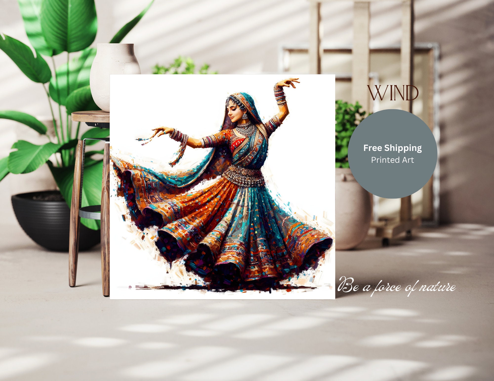 Colorful South Indian Dance Studio Painting Decor, Desi Wall Art ...