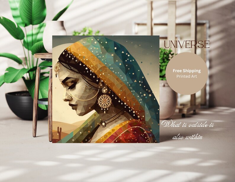 East Indian Rajasthani Woman Desi Modern Wall Art, Princess Queen ...