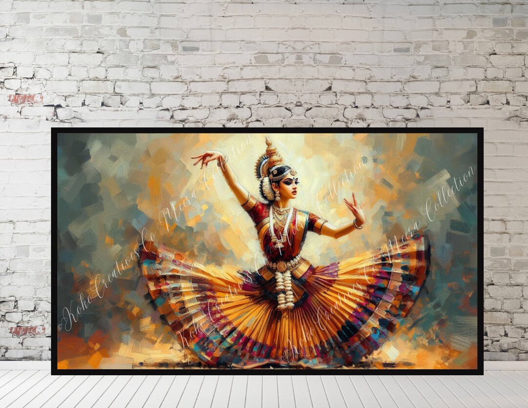 South Indian Wall Art, Desi Traditional Dancer, Bright and Colorful ...