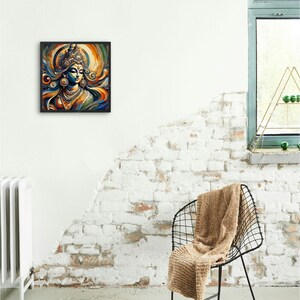 Vishnu, Large Wall Art Canvas, Indian God Vishnu Abstract Oil Art,ready ...