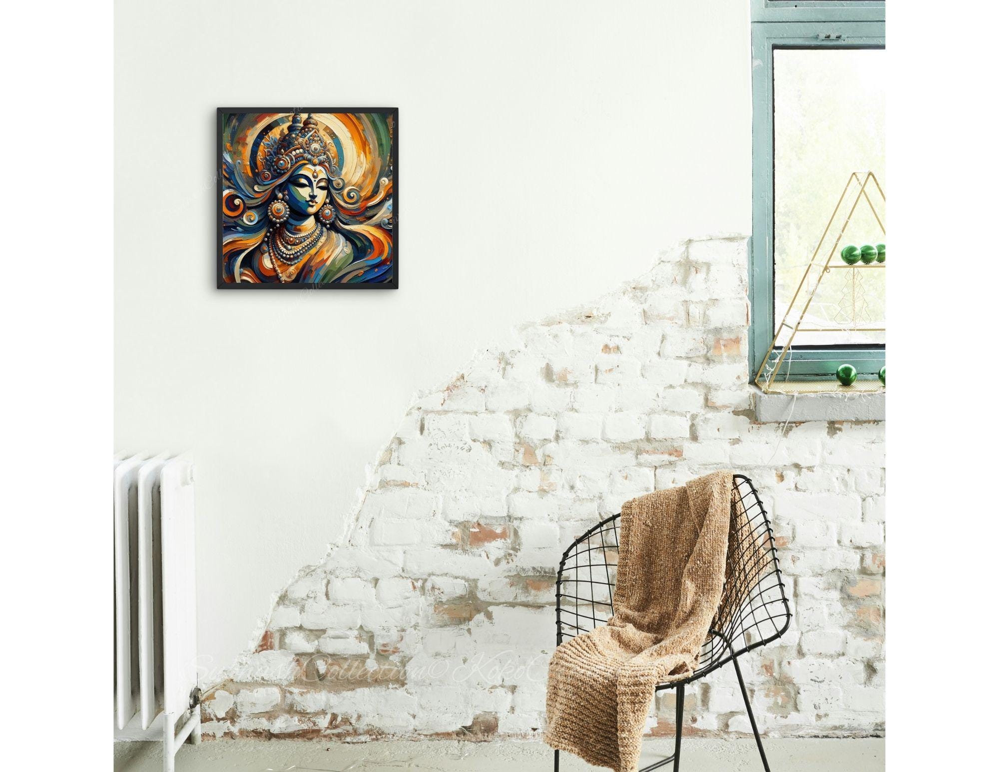 Vishnu, Large Wall Art Canvas, Indian God Vishnu Abstract Oil Art,ready ...