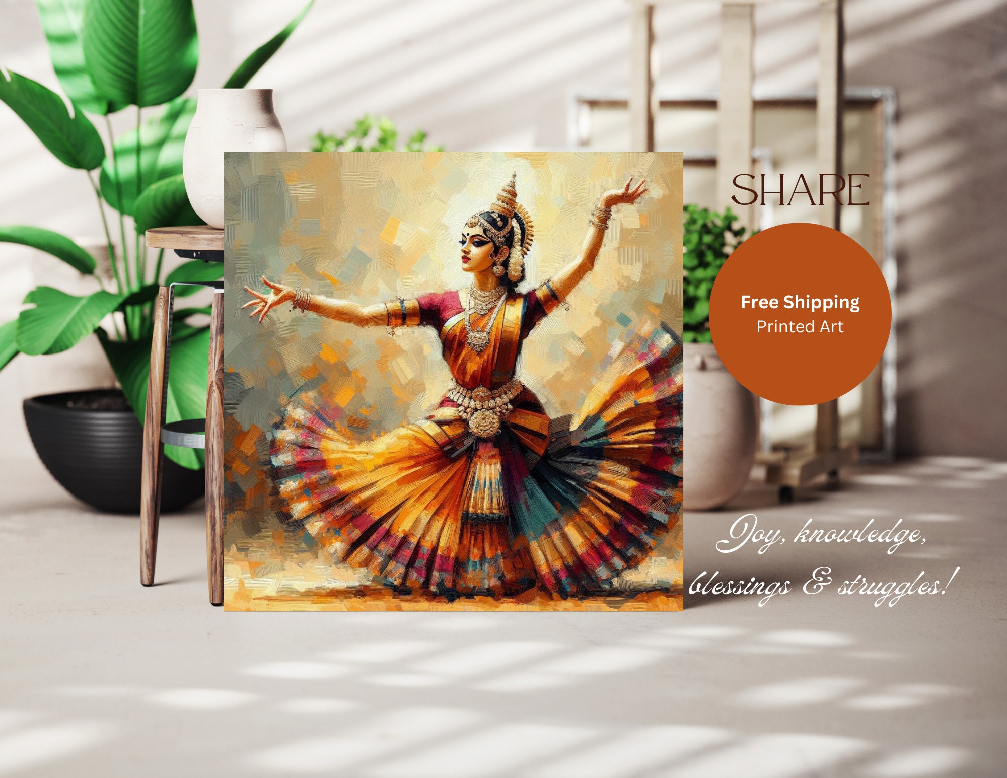 Colorful South Indian Dance Studio Painting Decor, Desi Wall Art ...