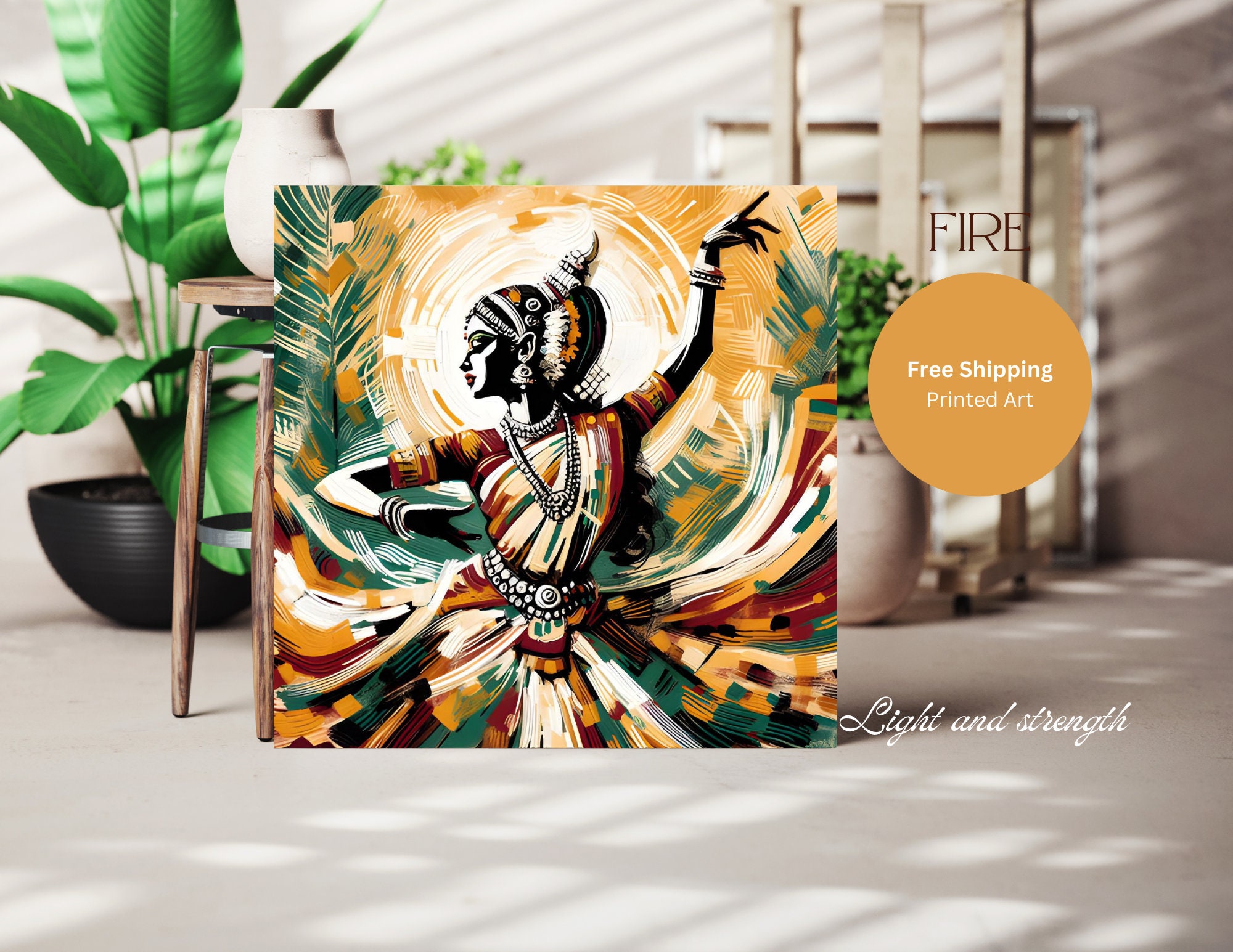 Colorful South Indian Dance Studio Painting Decor, Desi Wall Art ...