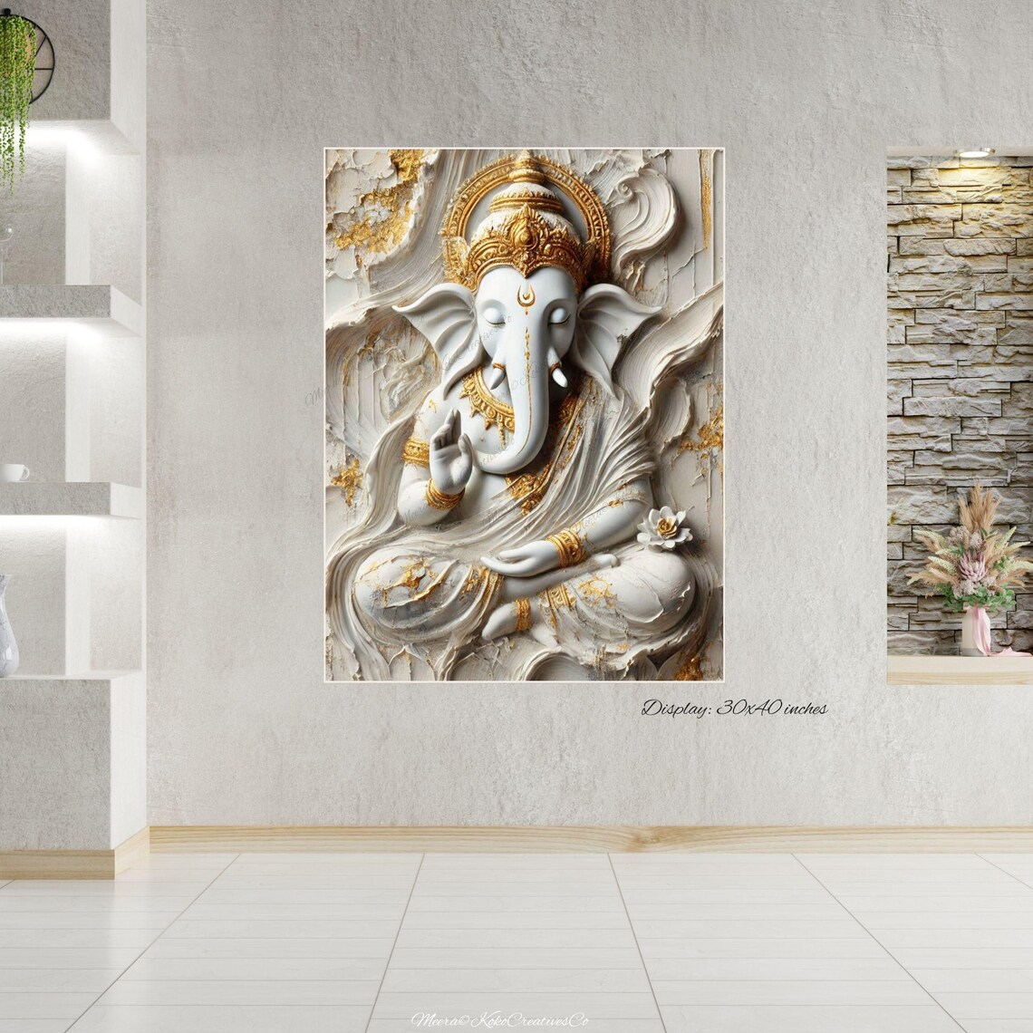 Lord Ganesha Large 3D Idol Wall Art, 5-foot Hindu God Statue Mandir ...
