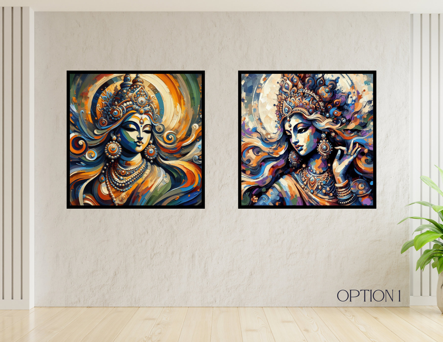 Indian Mandir Decor Painting Art Set, Desi Modern Spiritual Traditional ...