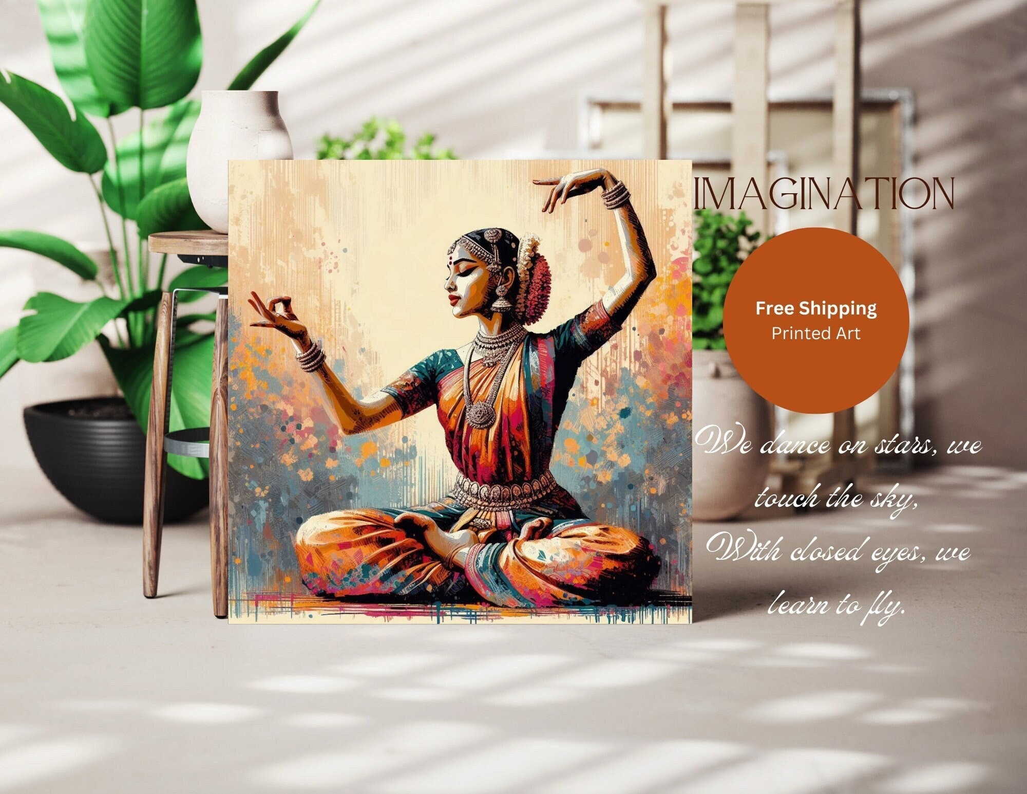 Colorful South Indian Dance Studio Painting Decor, Desi Wall Art ...