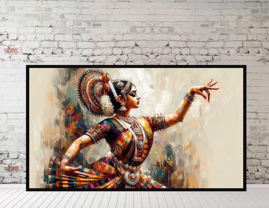 Large Indian Wall Art, Desi Traditional Bharatnatyam Dance, Digital ...