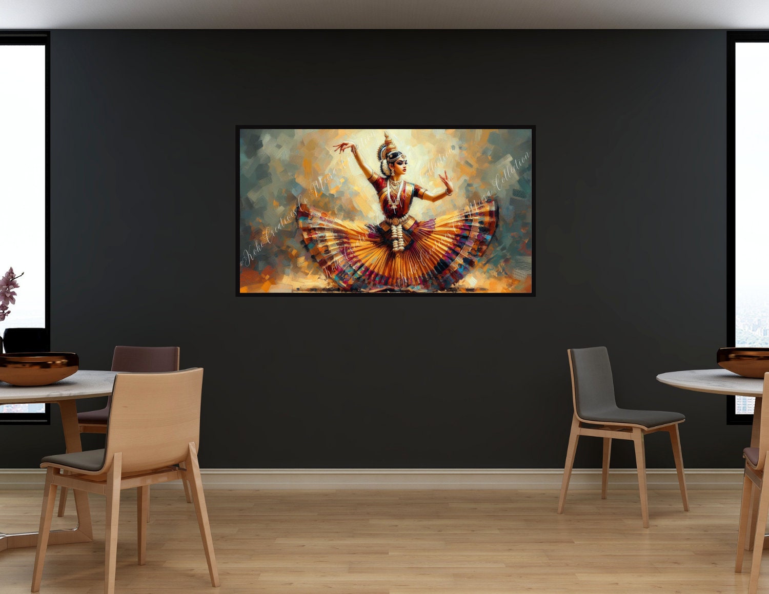 South Indian Wall Art, Desi Traditional Dancer, Bright and Colorful ...