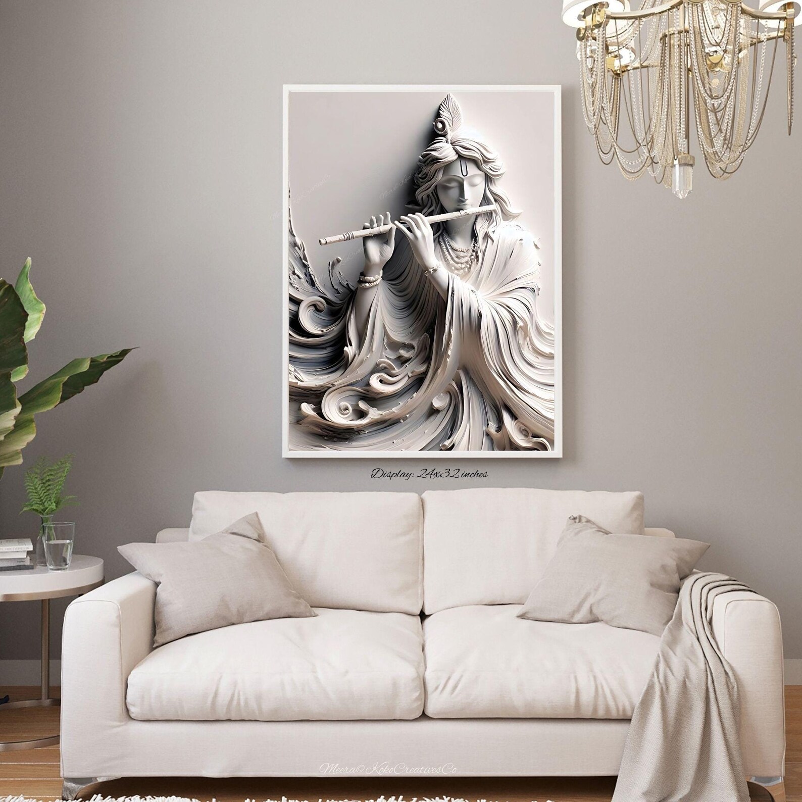 Krishna Wall Art, East India Decor, Minimalist Interior, 3D Modern ...