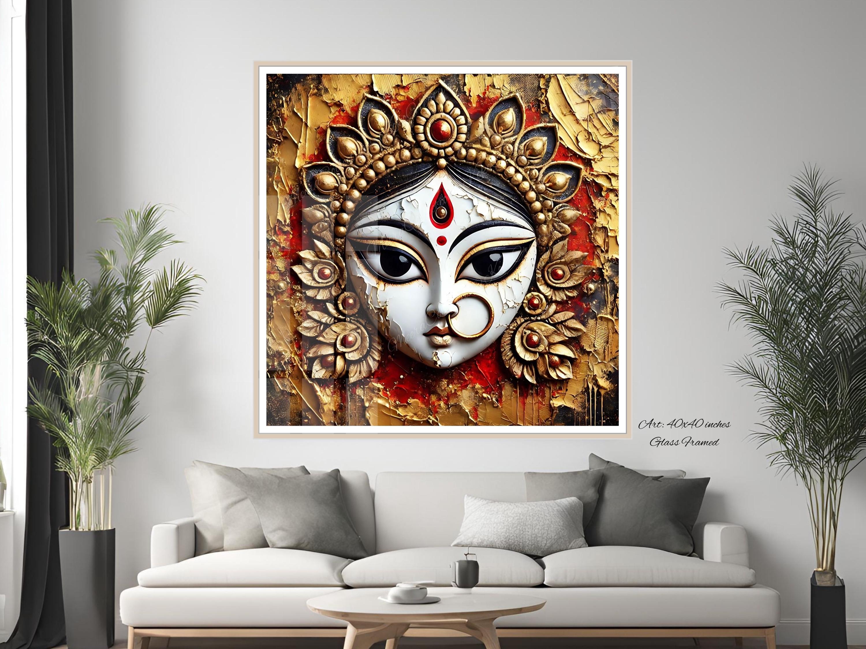 Goddess Durga Shakti Painting, Indian Spiritual Art, Housewarming Gift ...