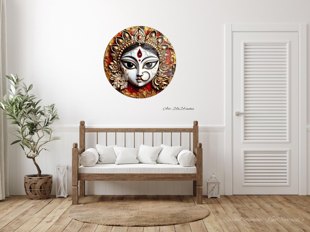 Goddess Durga Shakti Tempered Glass Wall Hanging Indian Spiritual Art ...