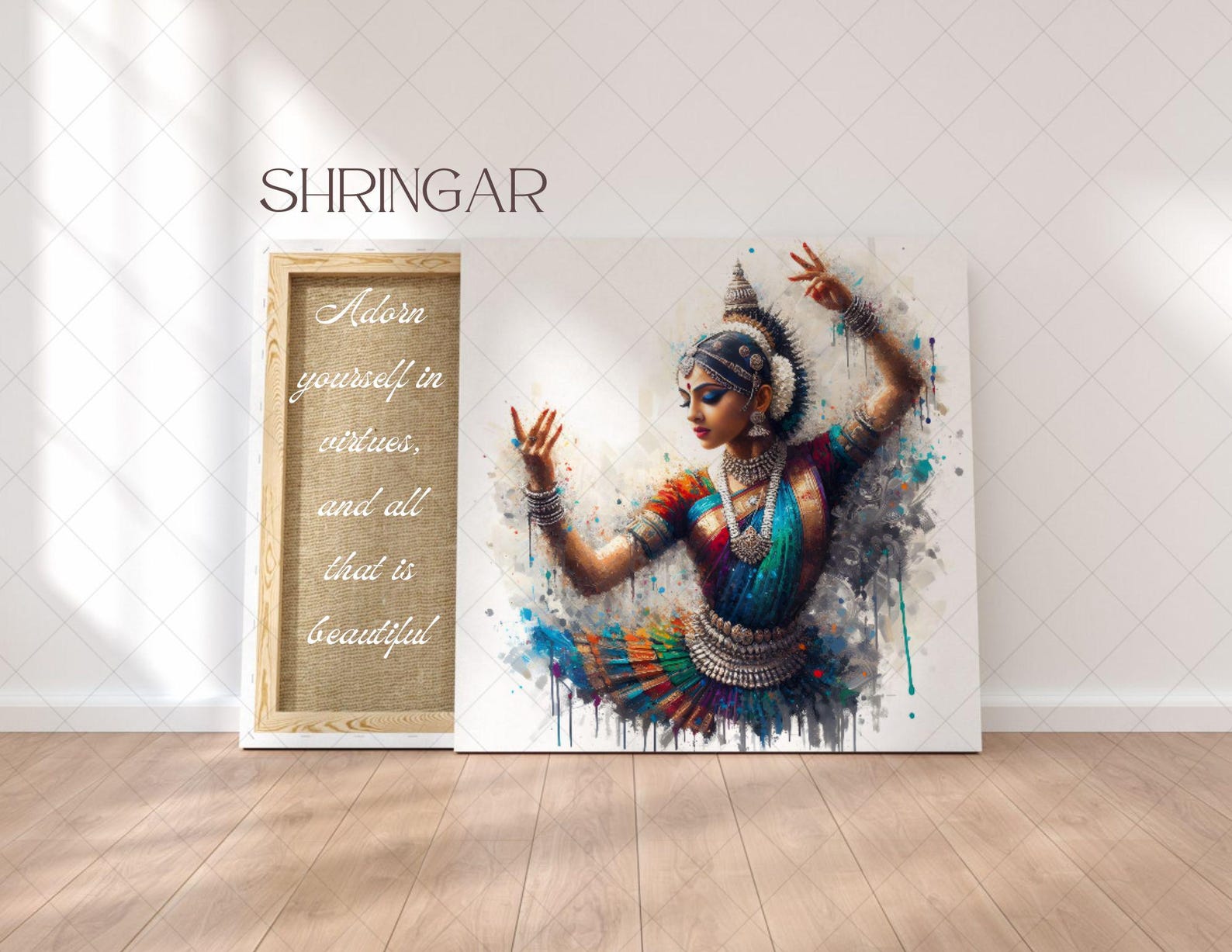 Shringar, Large South Indian Wall Art Canvas, Bharatnatyam Woman Dancer ...