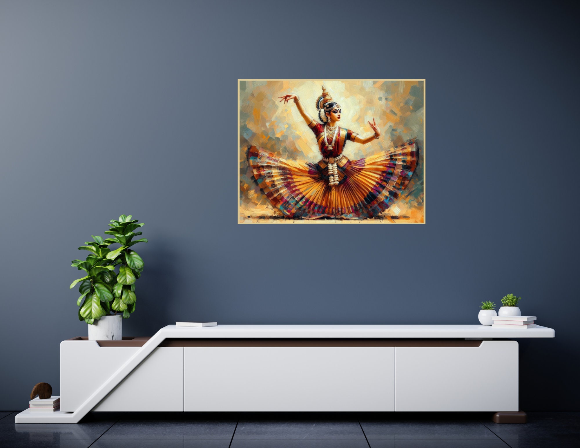 South Indian Wall Art, Desi Traditional Dancer, Bright and Colorful ...