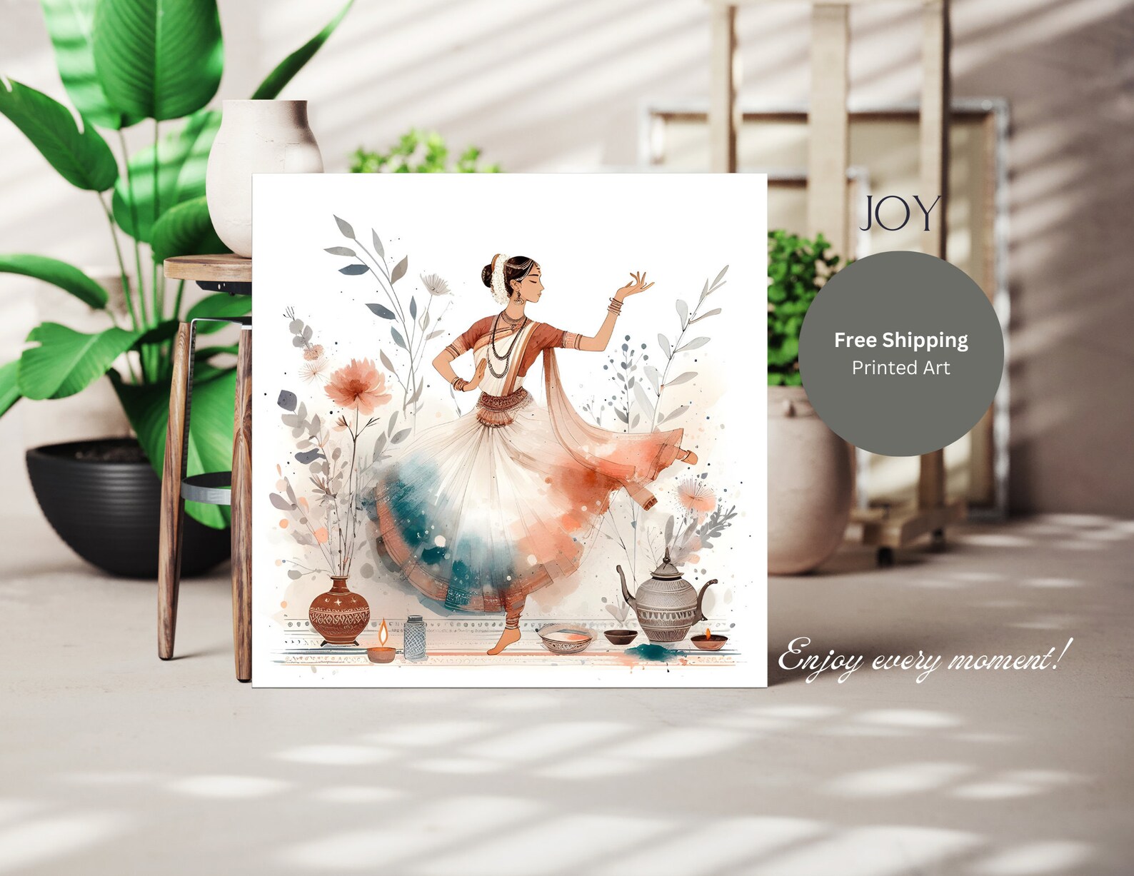 Colorful South Indian Dance Studio Painting Decor, Desi Wall Art ...