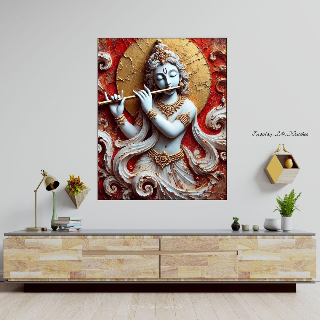 Young Lord Krishna Bal Gopal Flute Wall Art, Acrylic Glass Canvas ...