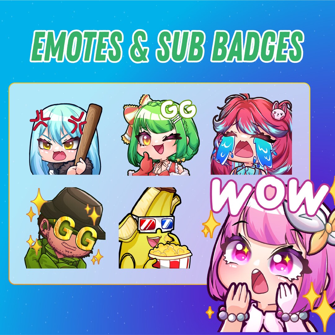 Create Cutest Emotes, Animated, Sub Badges for Twitch, Discord, Kick - Etsy