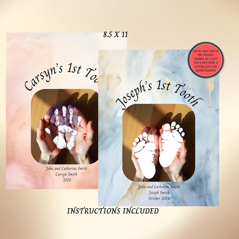 Baby Footprint Art, First Tooth Personalized Memory Book, Handprint Art ...