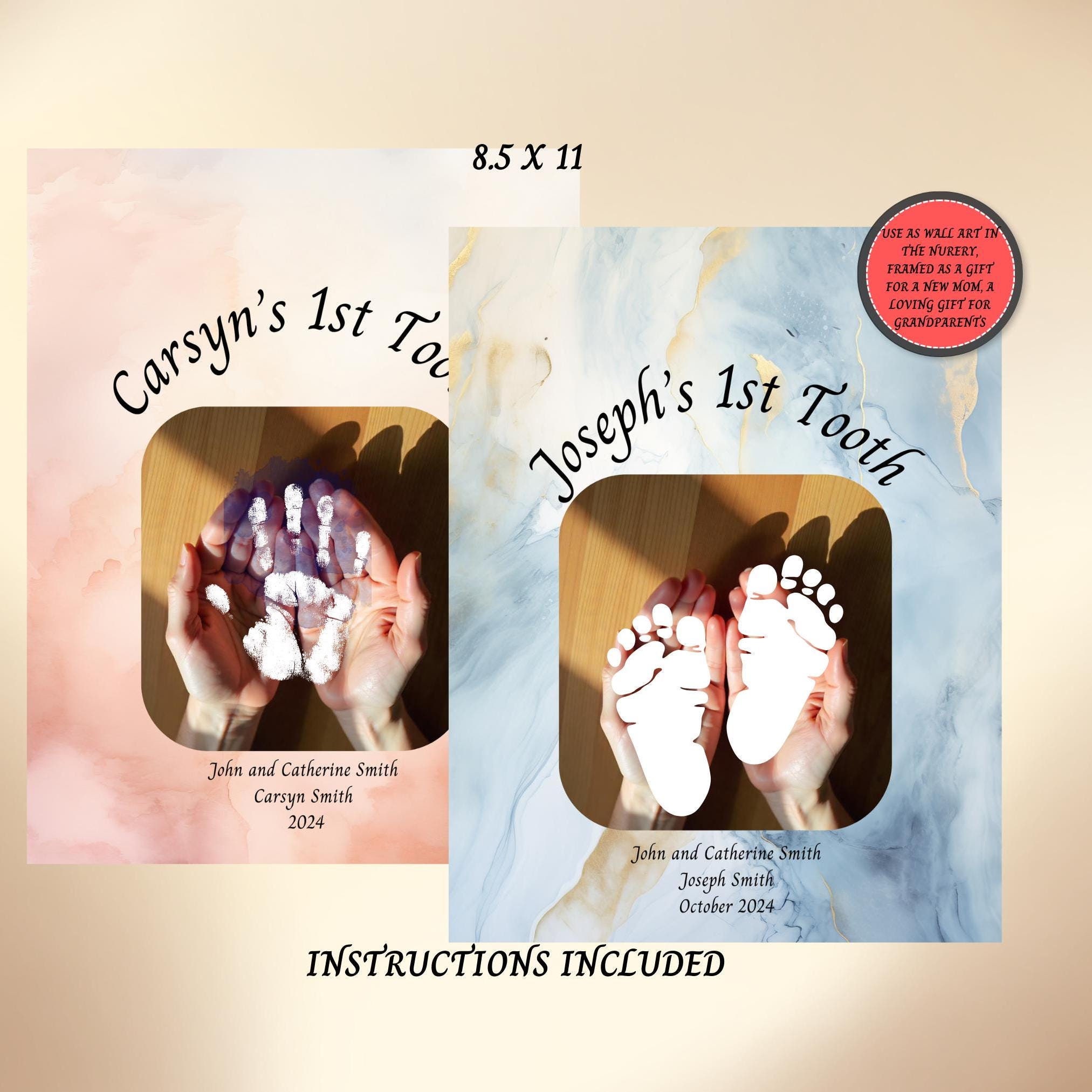 Baby Footprint Art, First Tooth Personalized Memory Book, Handprint Art ...
