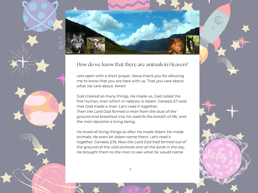 Kids Bible Study: Pets in Heaven Family Devotion (digital Download) - Etsy