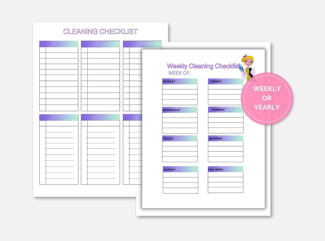 Organizational Checklist, Planner, Cleaning Checklist and Planner ...