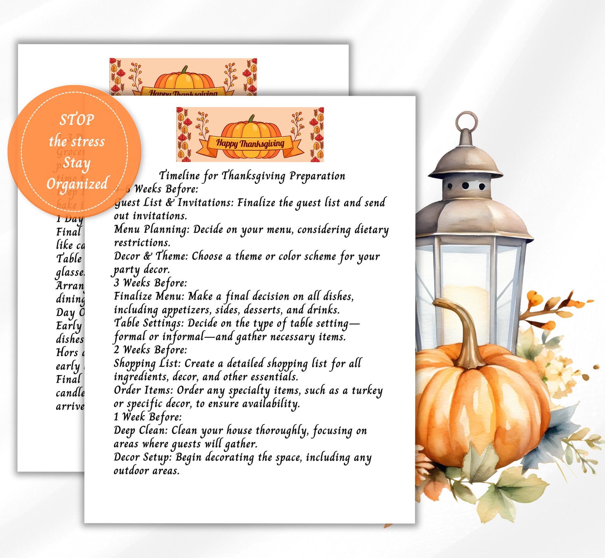 Thanksgiving Planner and Organizer Guide: Printable for Stress-free ...