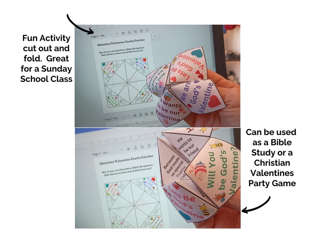 Christian Kids Valentine Activity, Cootie Catcher With Folding ...