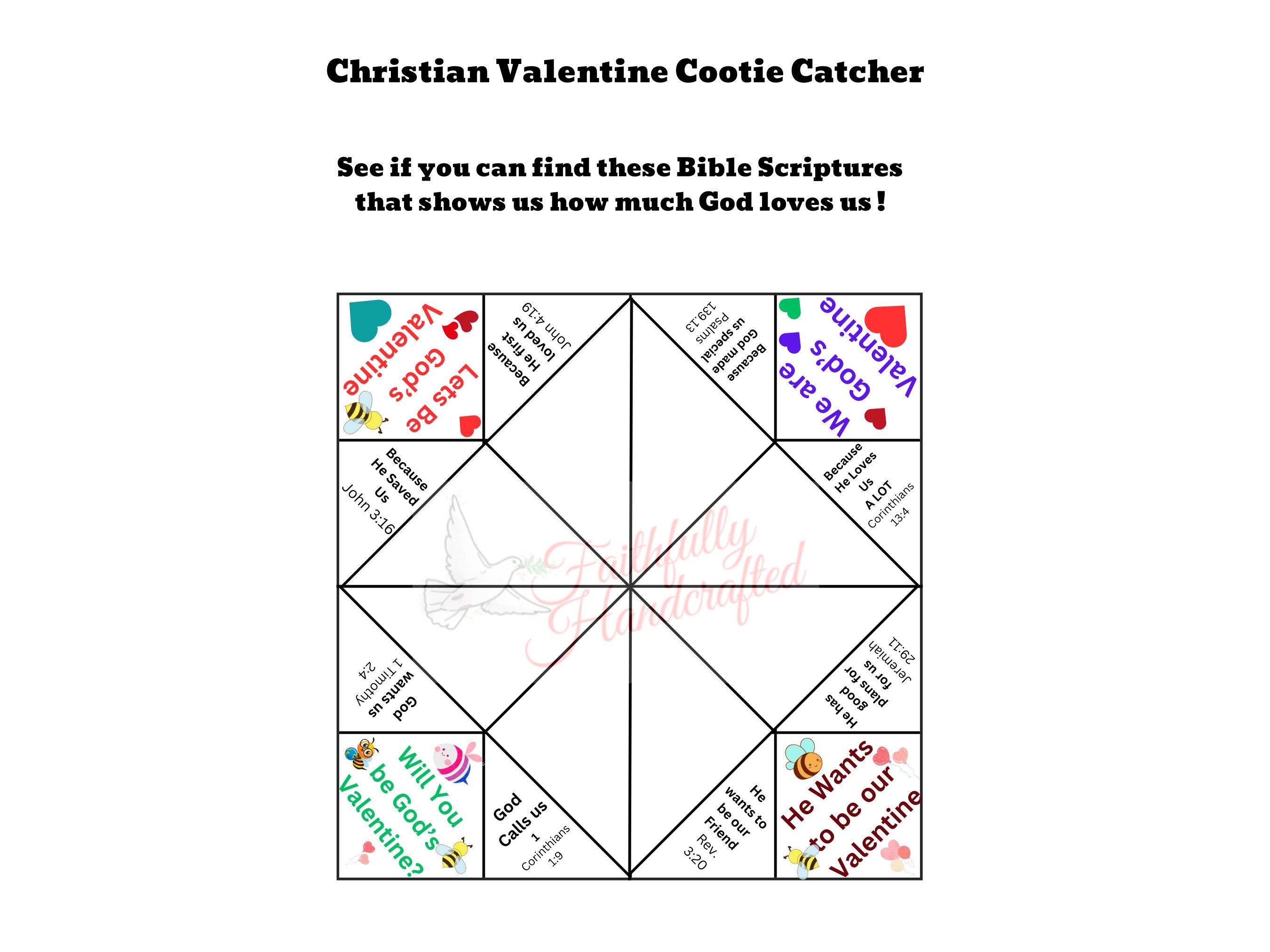 Christian Valentine Cootie Catcher With Bible Verses (printable) - Etsy