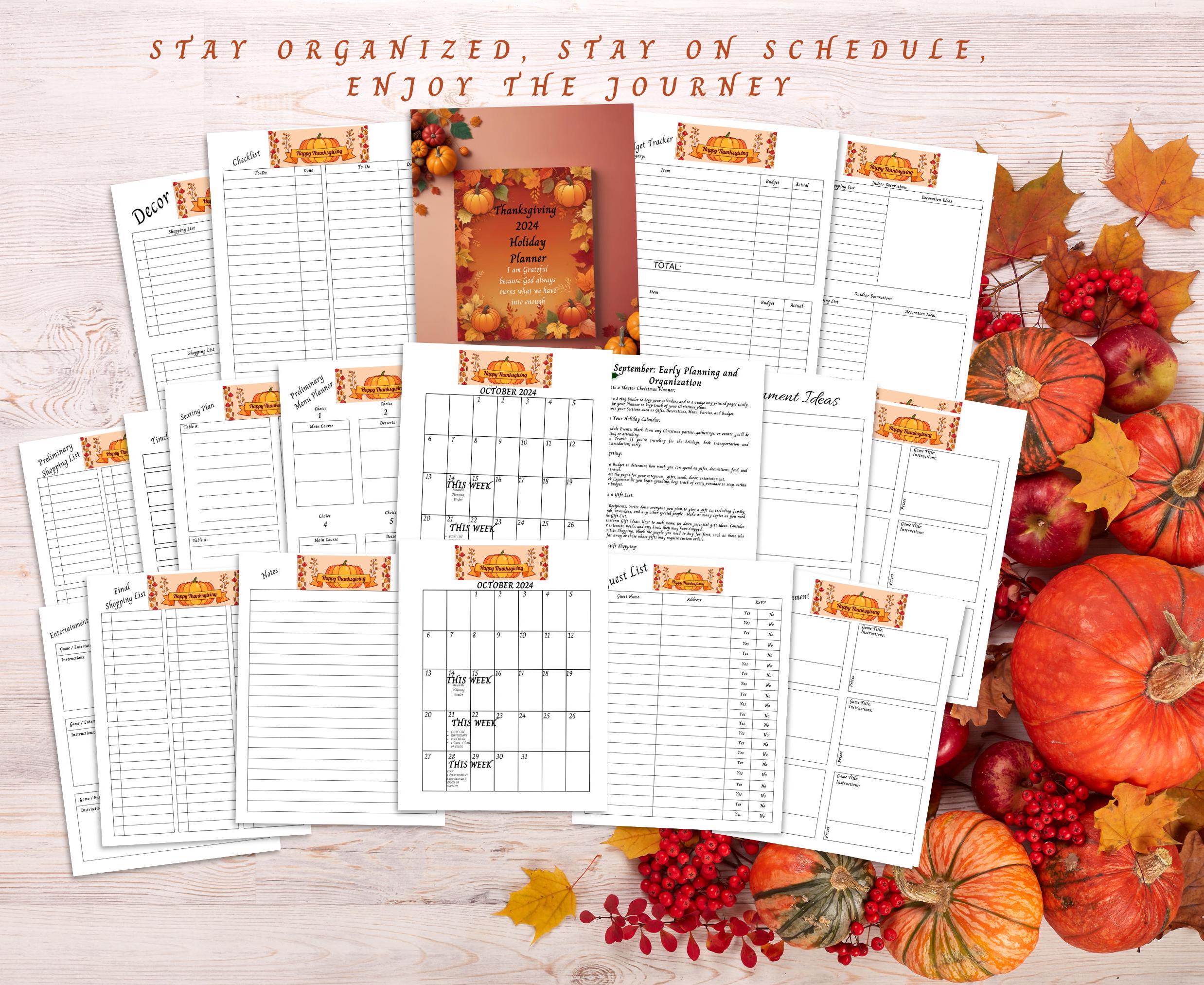 Thanksgiving Planner and Organizer Guide: Printable for Stress-free ...