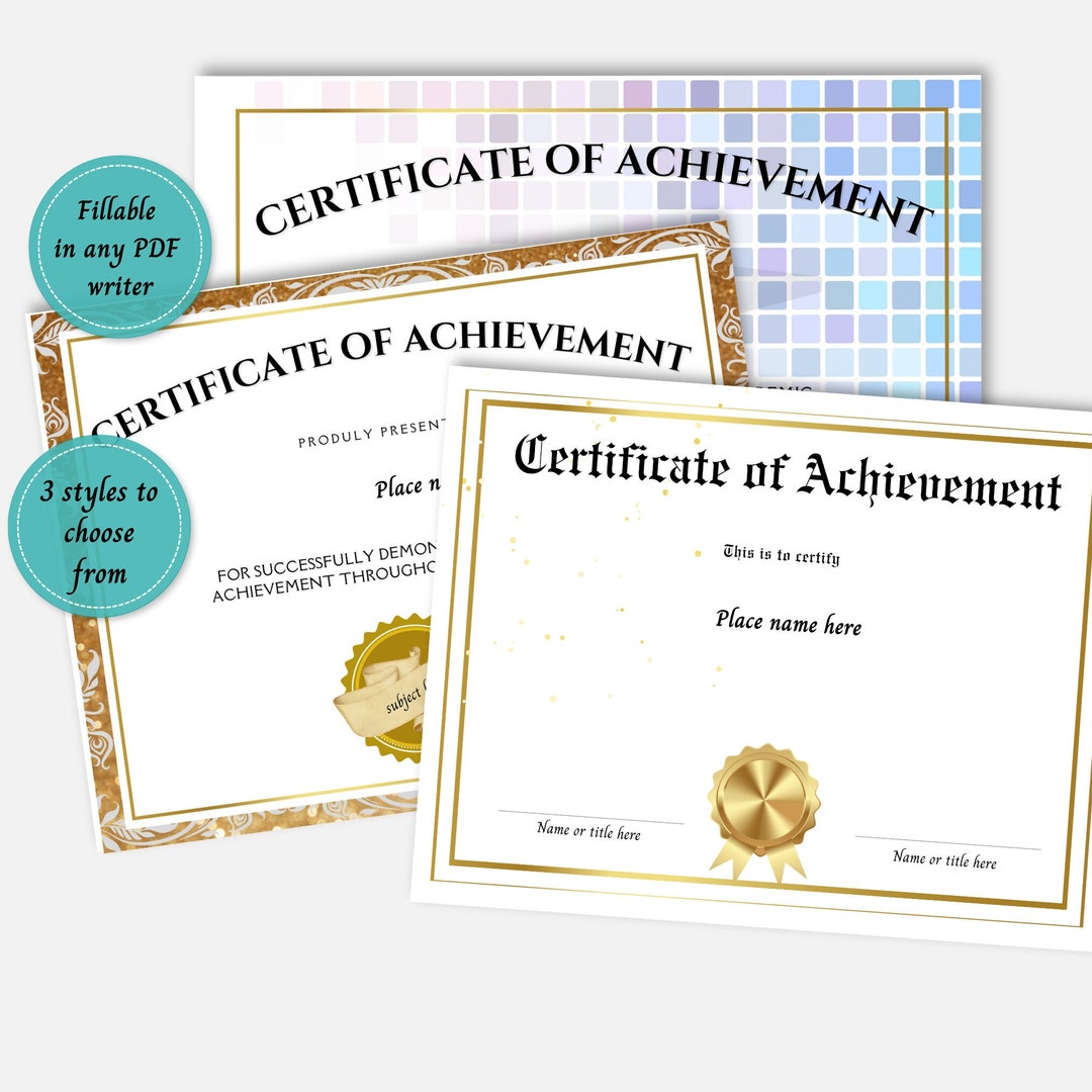 Achievement Certificates Editable Bundle - Educational, Personal and ...