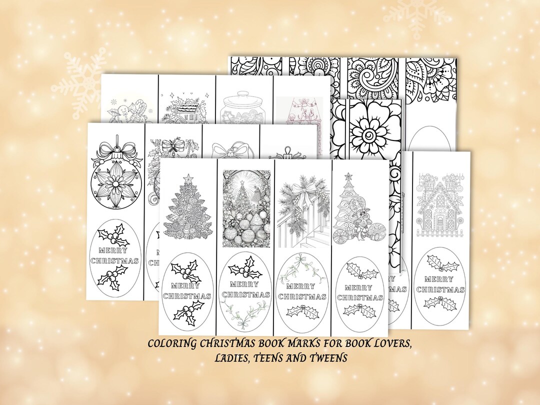 Christmas Coloring Bookmarks for Women, Teens and Tweens. Gift for the ...