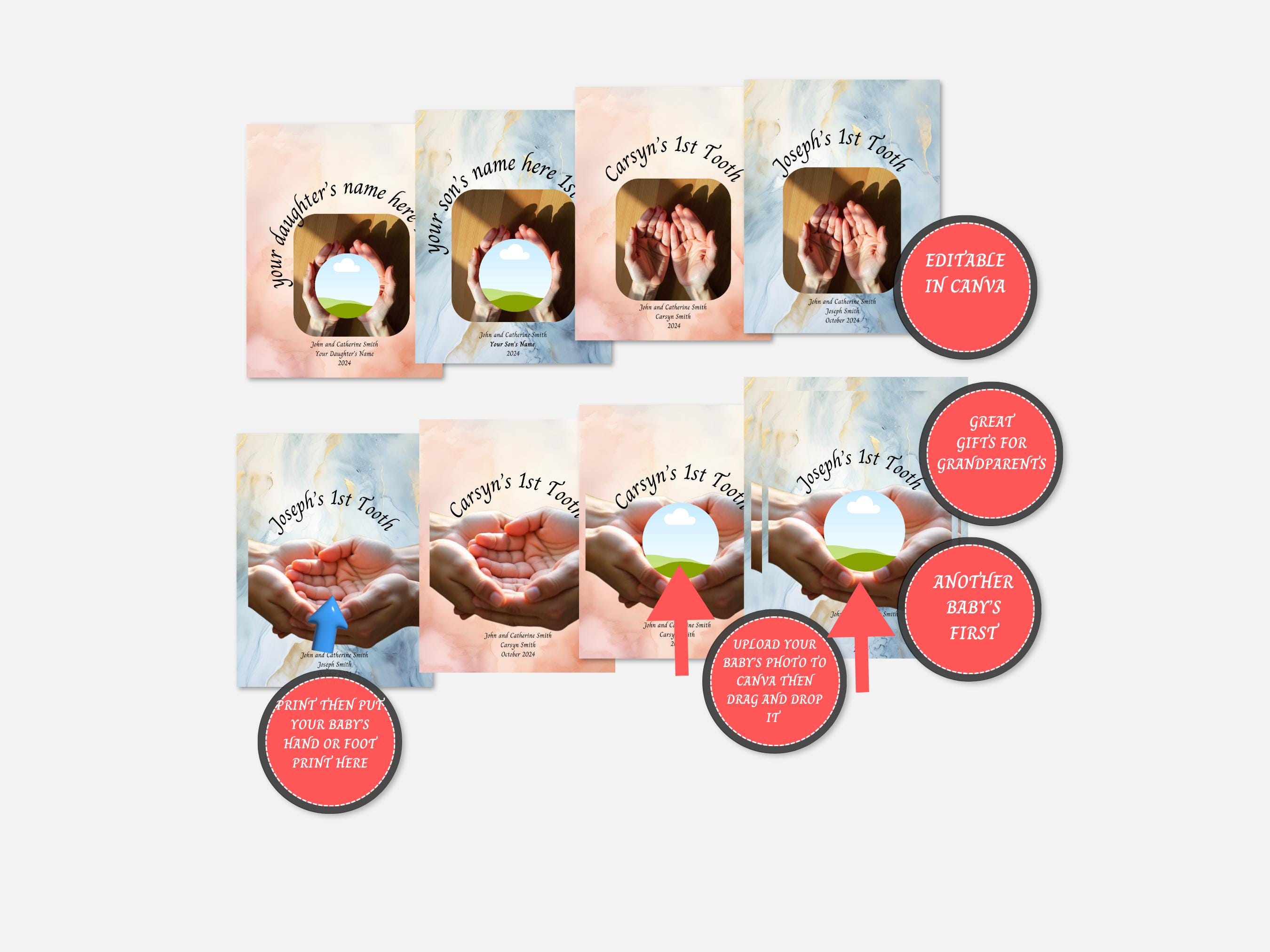 Baby Footprint Art, First Tooth Personalized Memory Book, Handprint Art ...