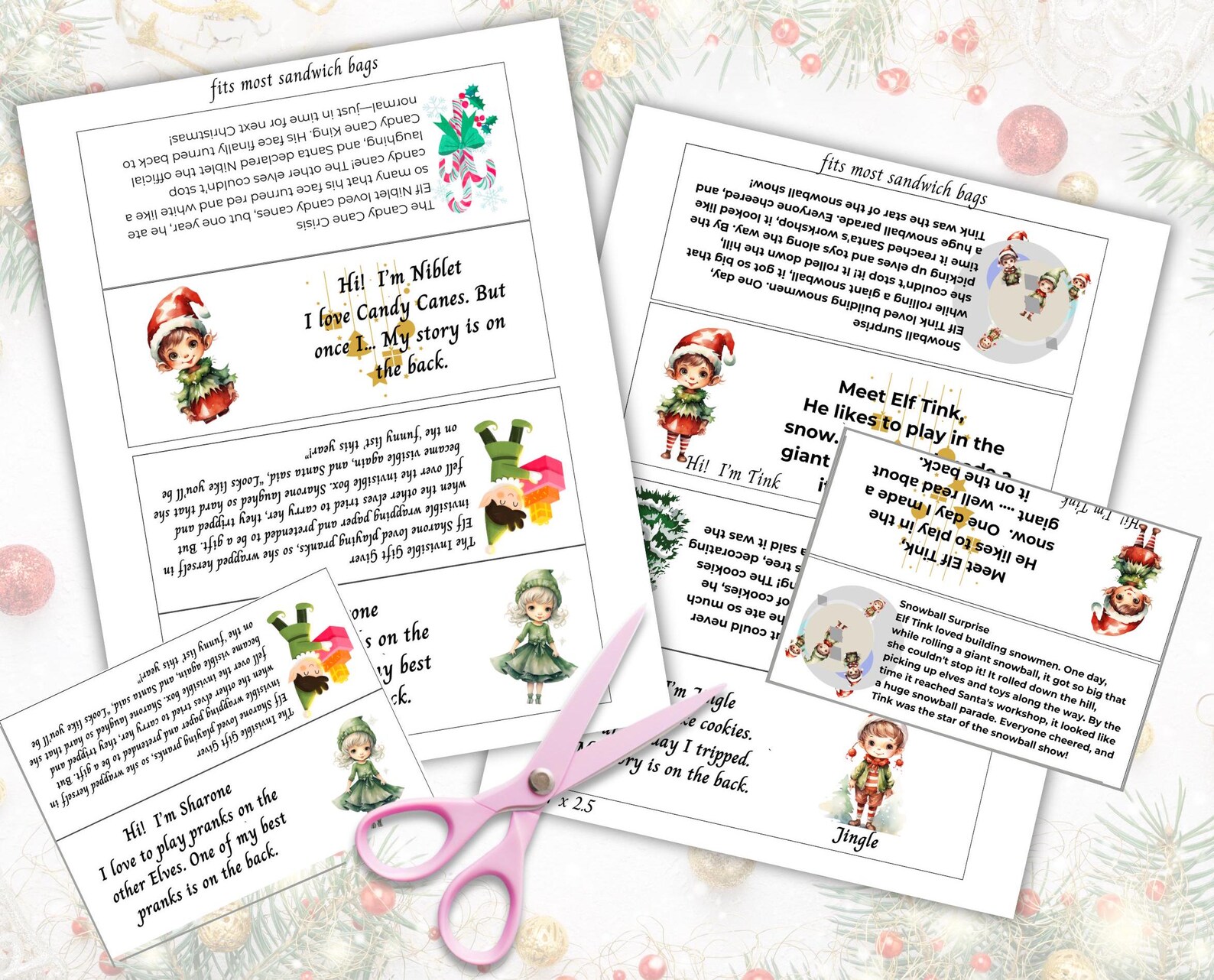 Christmas Elf Treat Bag Toppers With Santa's Workshop Story (digital ...