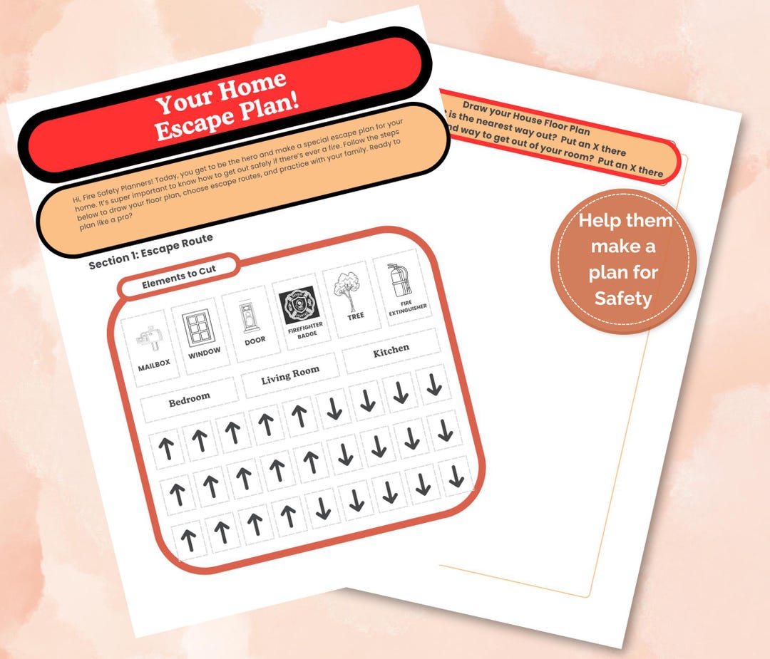 Fire Safety Workbook for Kids, Escape Plan Activity (digital Download ...