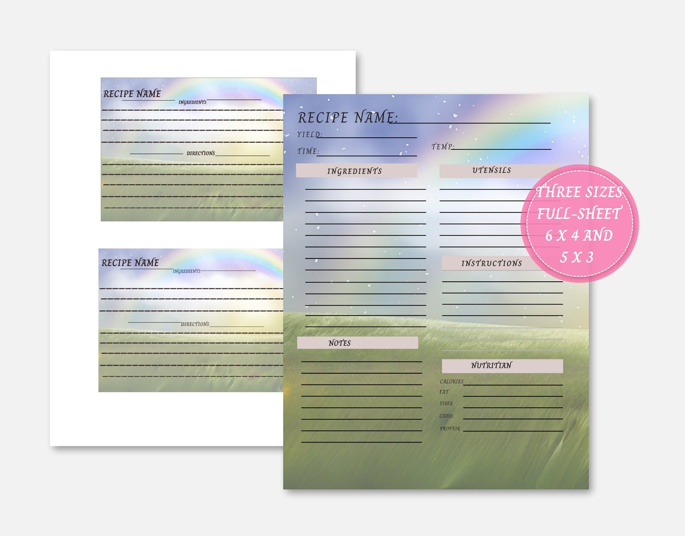 Rainbow Recipe Cards, Printable Kitchen Gifts (digital Download) - Etsy