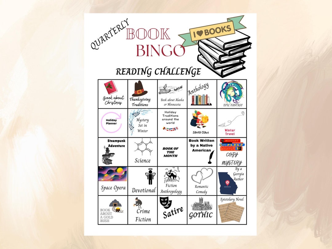 Book Bingo Challenge & Quarterly Reading Log, Track Your Literary ...