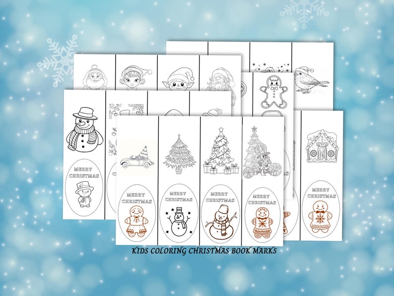 Christmas Coloring Bookmarks Bundle, Kids Holiday Activity (digital ...