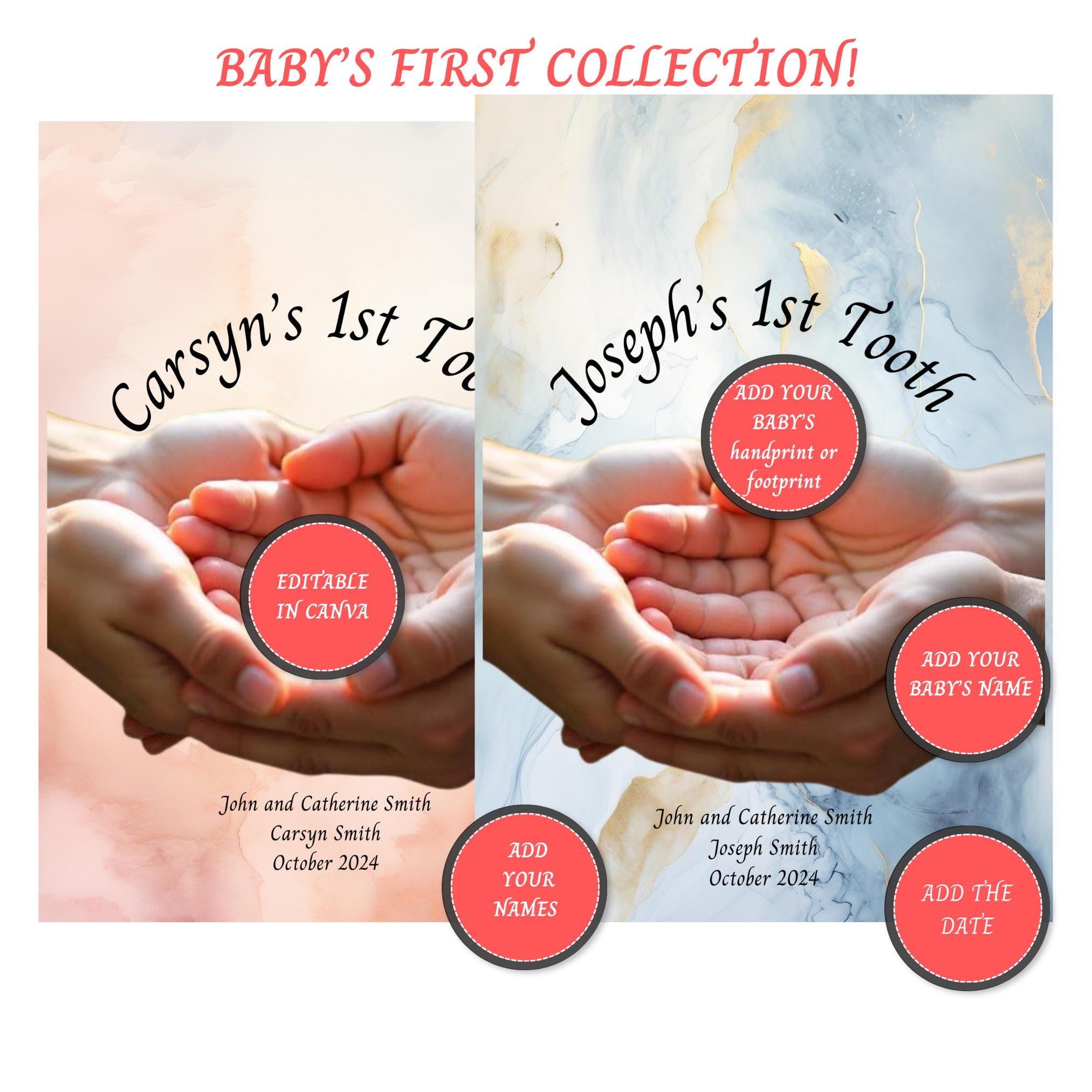 Baby Footprint Art, First Tooth Personalized Memory Book, Handprint Art ...