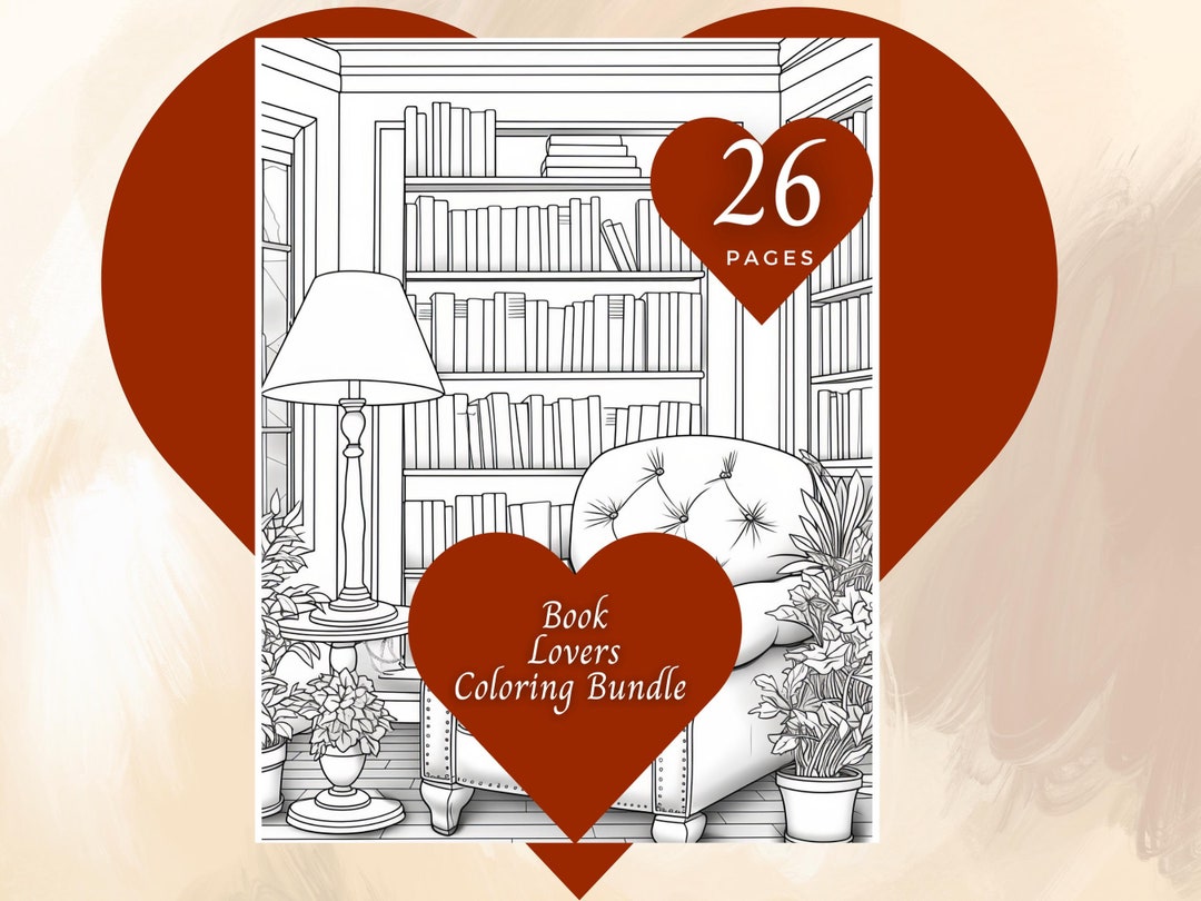 Book Lovers Coloring Pages: Relaxing & Fun Printable Designs - Etsy