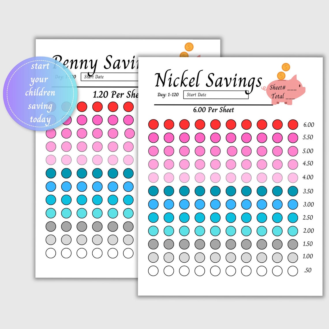 Coin Savings Sheets Kids Saving Plan, Printable Saving Sheets, Savings ...