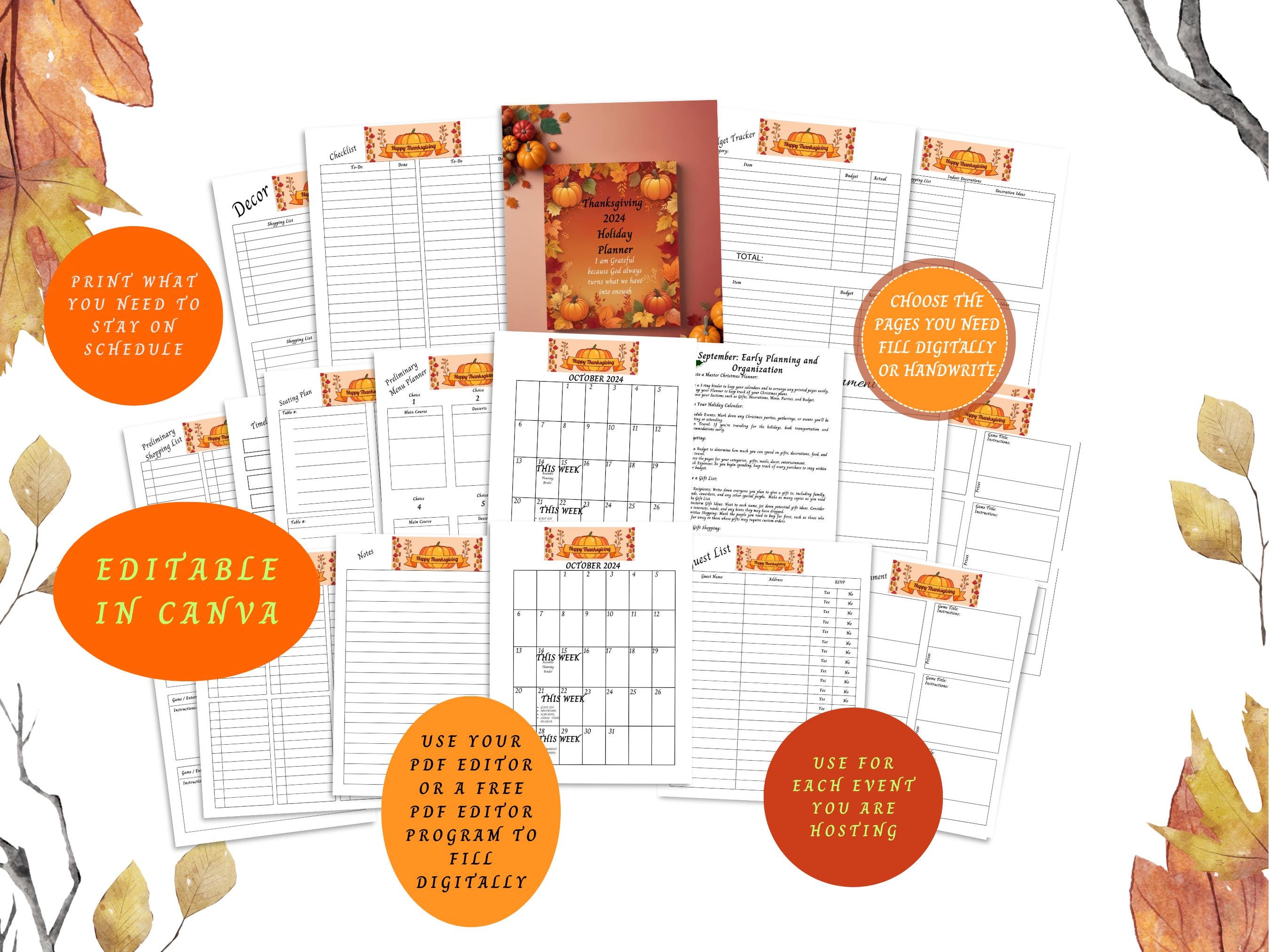 Thanksgiving Planner and Organizer Guide: Printable for Stress-free ...