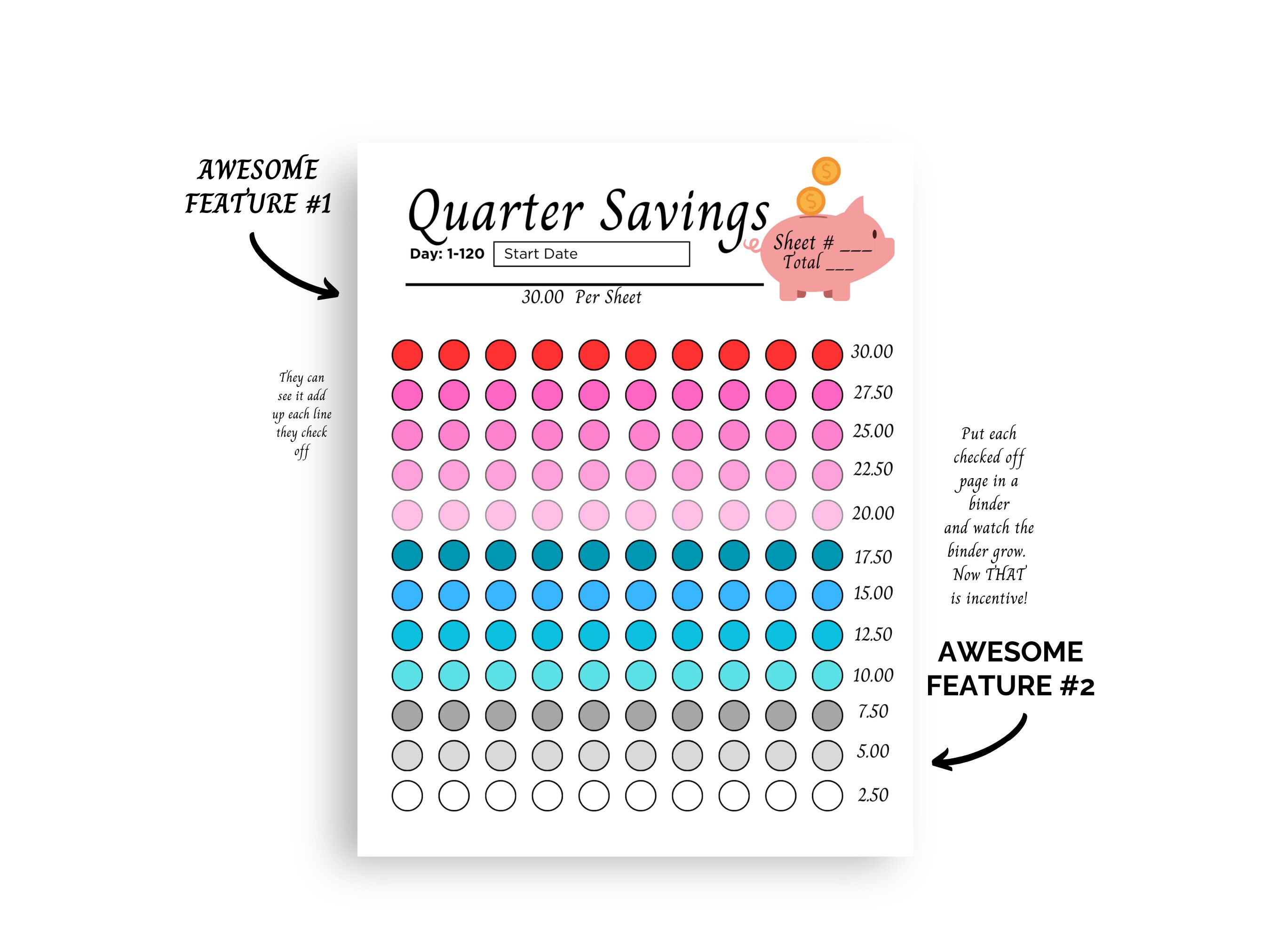Coin Savings Sheets Kids Saving Plan, Printable Saving Sheets, Savings ...