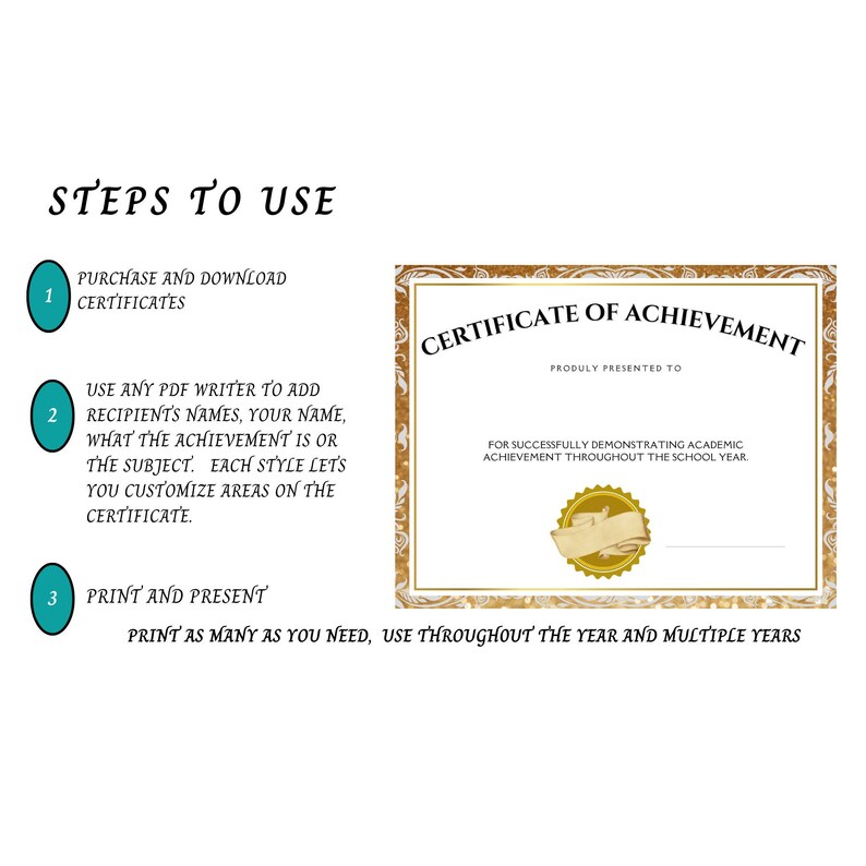 Achievement Certificates Editable Bundle - Educational, Personal and ...
