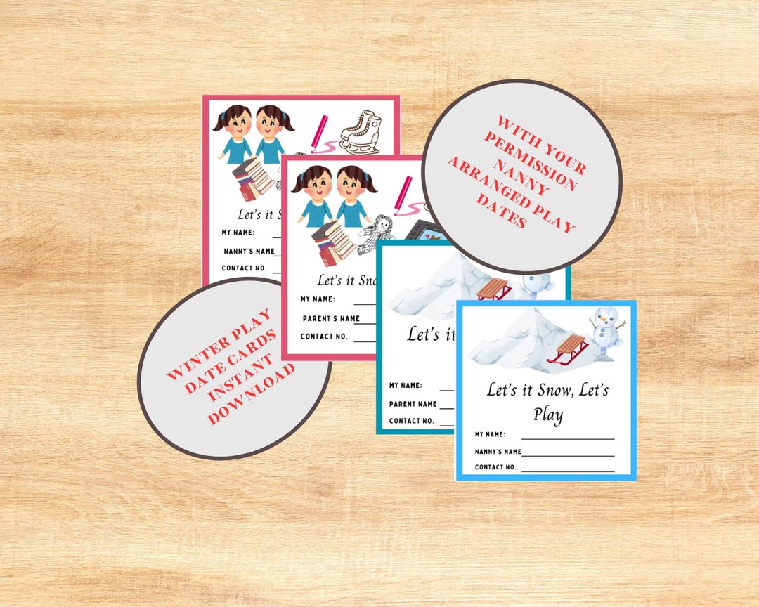 Winter Kids' Playdate Cards. Let’s Play Card for Winter. Nanny ...